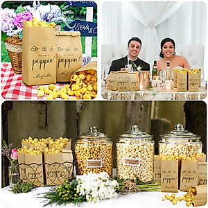 ANTING 48Pcs Our Love is Poppin Popcorn Bags Engagement Wedding Party Favors Popcorn Bags Engaged Wedding Bridal Shower Goody Snack Treat Bags Grease Resistant