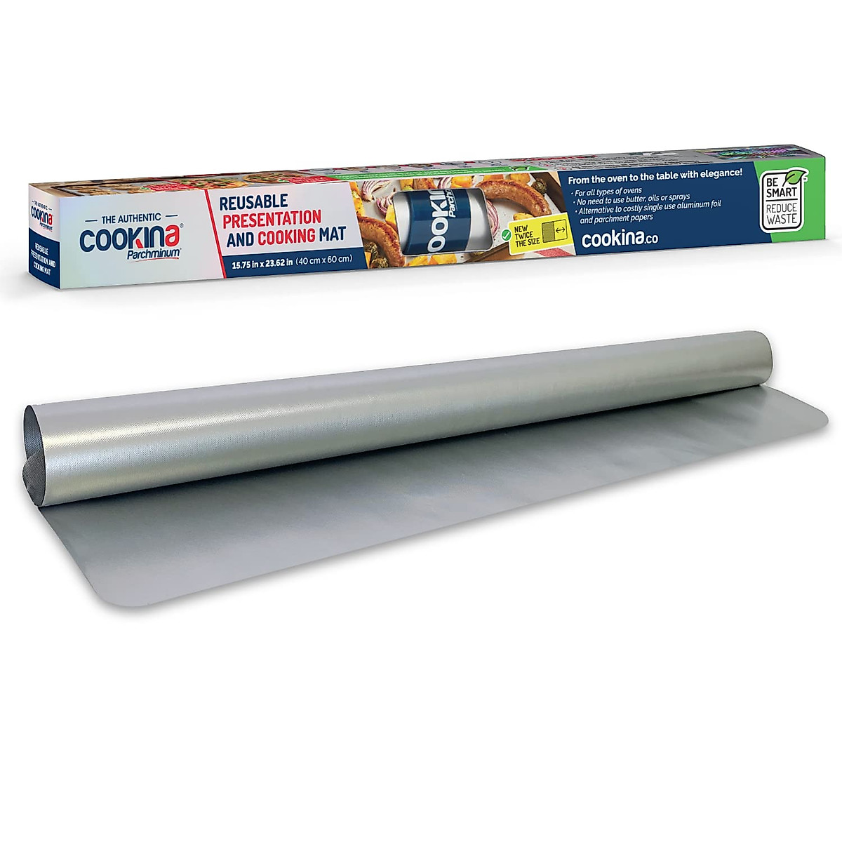 COOKINA Parchminum Reusable Presentation and Cooking Mat - 100% Non-Stick, Easy to Clean Cooking Sheet for Gas, Electric, Toaster and Convection Ovens