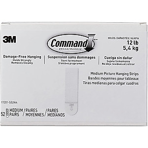 Command Medium Picture Hanging Strips, 52 Pairs, 4 Pairs Hold 12 lbs, Decorate Damage-Free