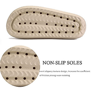 rosyclo Cloud Slippers for Women and Men Massage Thick Sole Non-Slip Shower Slippers Bathroom Super Soft Comfy House Cloud Slide Slippers for Indoor and Outdoor(Tan 38-39)