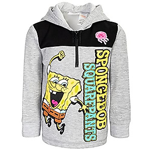 SpongeBob SquarePants Toddler Boys Fleece Half Zip Hoodie Gray 4T