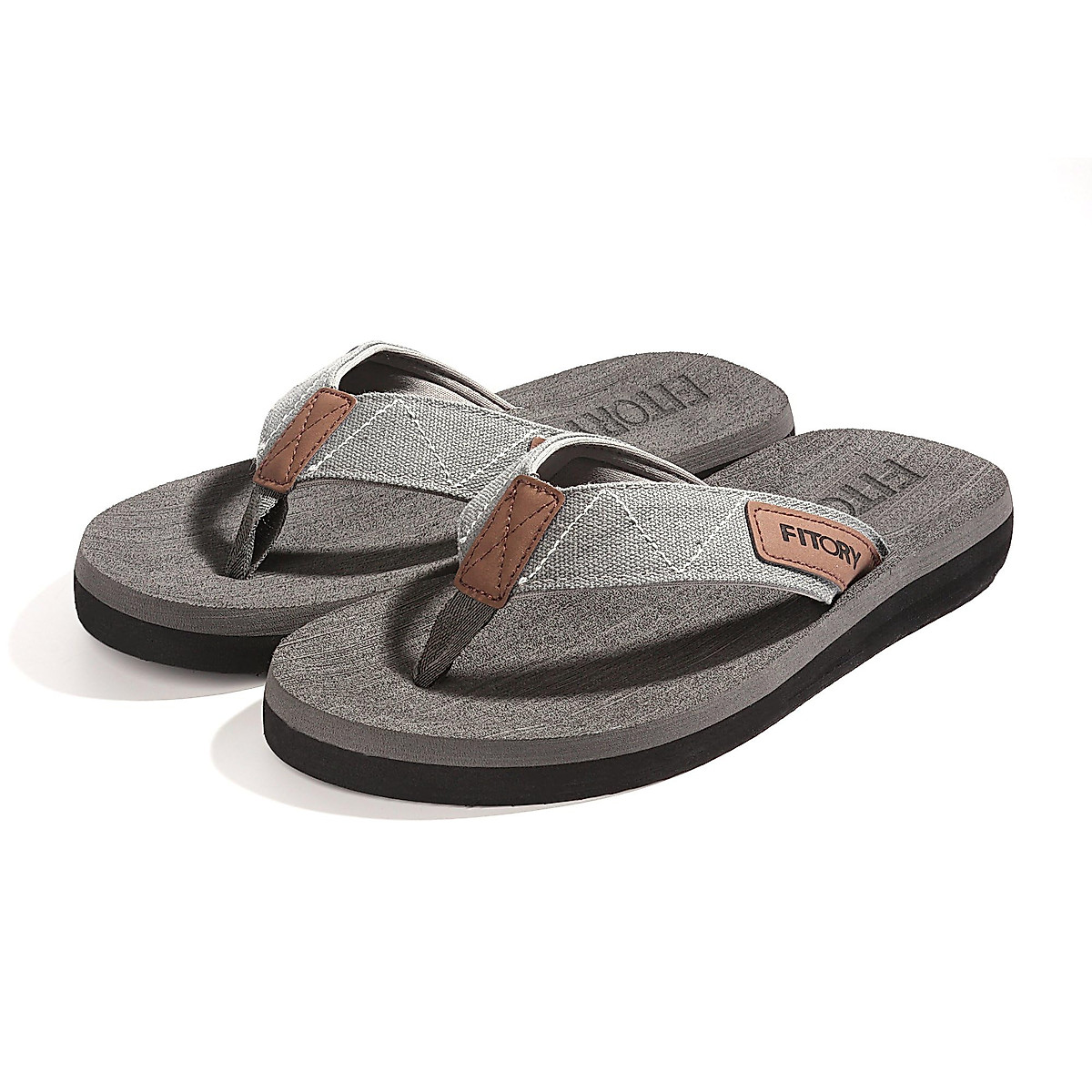 FITORY Men's Flip-Flops, Thongs Sandals Comfort Slippers for Beach Grey Size 11
