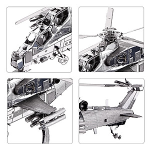 Piececool 3D Metal Puzzle Military Model Kits, 10 Helicopter Airplane Models Kits to Build for Teens Men Hobbies Toys DIY Brain Teaser Puzzles, Great Birthday Gifts, 122 Pcs