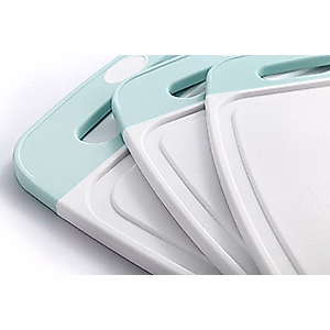 Spring Chef Professional Cutting Boards for Kitchen with Soft Grip, Deep Juice Grooves, Non-Porous Chopping Board, Dishwasher Safe, BPA Free, Set of 3, Mint