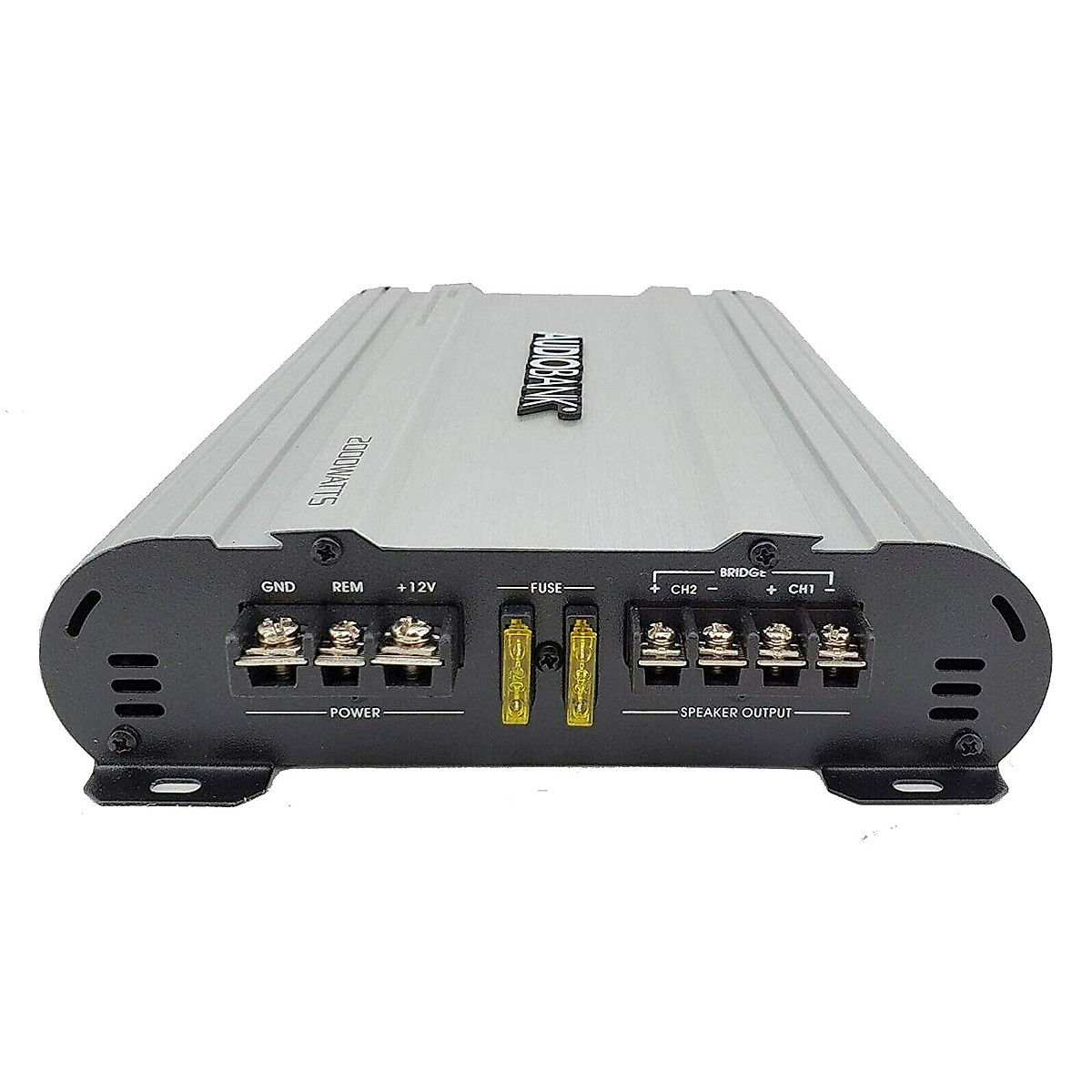 Audiobank 2 Channels 2000 WATTS Bridgedable Car Audio Stereo Amplifier P2002 Heavy-Duty Aluminum Alloy Heatsink | Class A-B Operation Remote On/Off Circuit