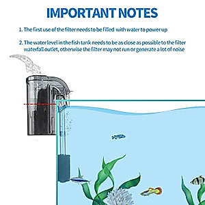 Boxtech Aquarium Hang On Filter - Power Waterfall Suspension Oxygen Pump - Submersible Hanging Activated Carbon Biochemical Wall Mounted Fish Tank Filtration Water (5-10 Gal)