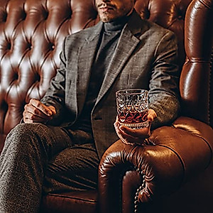 Old Fashioned Whiskey Glasses - Rocks Glasses in Gift Box, Bourbon glass set, Old Fashioned Glass and Scotch Glasses for Men, Whiskey Glass for Cognac, Whisky, Liquor and Cocktail.. (Circle - 2 pcs)