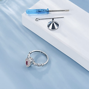 Teardrop Cremation Ring for Ashes - 925 Sterling Silver Urn Keepake Rings Memorial Jewelry for Women (Red, 8)