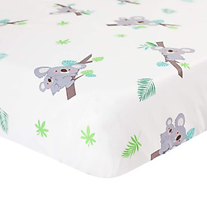 La Premura Baby Koala Nursery Crib Bedding Set, 3 Piece Standard Size Crib Set, Grey and Green, Unisex Nursey Bedding and Neutral Decor