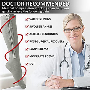 Ailaka Medical 15-20 mmHg Zipper Compression Socks Women Men