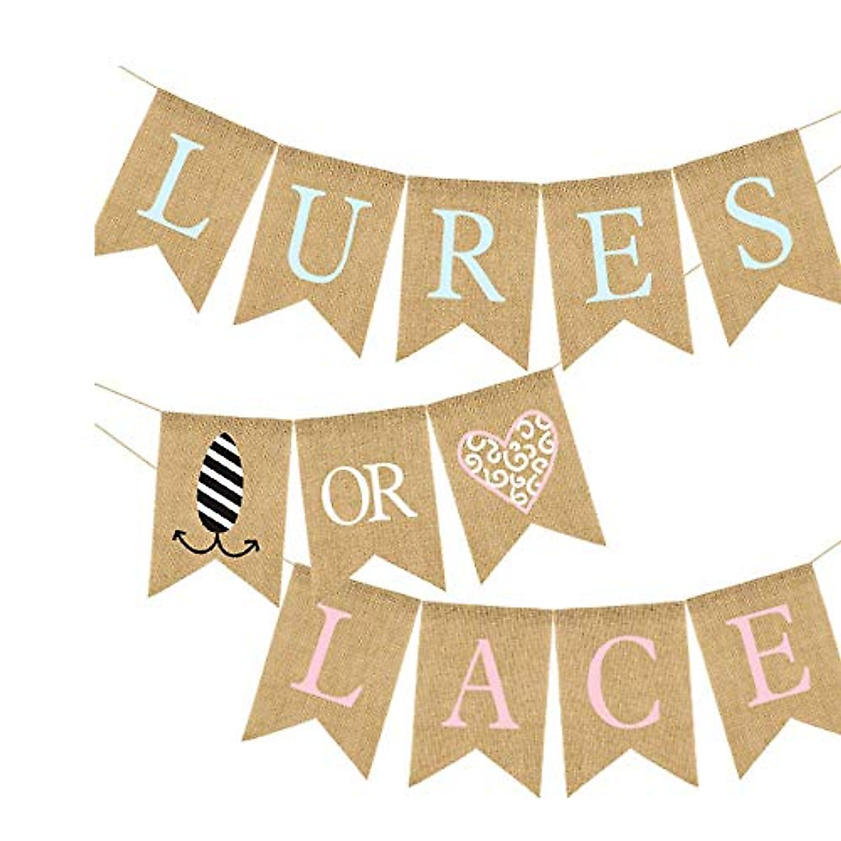 Baby Shower Banner Lures OR LACE Banner Burlap Banner for Baby Shower Party Garland Photo Booth Props Decoration Favor