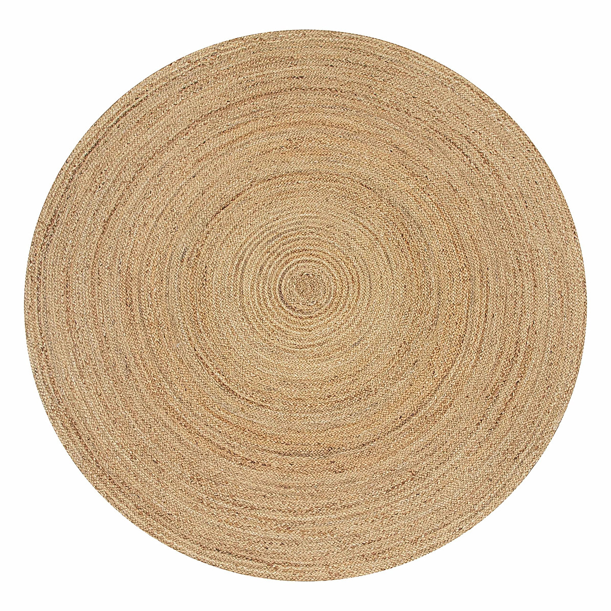 THE BEER VALLEY Jute Braided Boho Area Rug, 8' Round - Natural, Hand Woven Farmhouse Reversible Rugs for Living Room, Kitchen, Bedroom, Sunroom Rustic Decor - 8 Feet Round