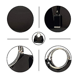 Womens Handbags, Ladies Top Handle Bags, Patent Leather Stylish Tote Shoulder Bags Purse for Work, Wedding, Shopping, Dating (Black)