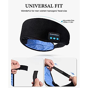 Sleep Headphones Sleep Mask Headphones, Wireless Eye Mask, Adjustable&Washable Music Travel Sleeping Headset with Built-in Speakers Microphone Hands-Free for Air Travel,Siesta and Sleeping