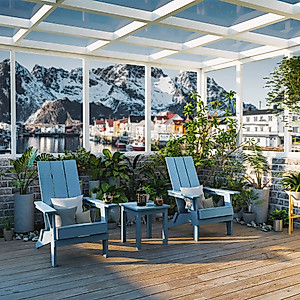 YEFU Folding Modern Adirondack Chair Plastic, 1s Expand/Store Upgrade Unlocked Weather-Resistant, Poly Lumber Outdoor Chairs Stacked, Widely Used in Outside Patio, Lawn, Deck, Garden Chairs (White)