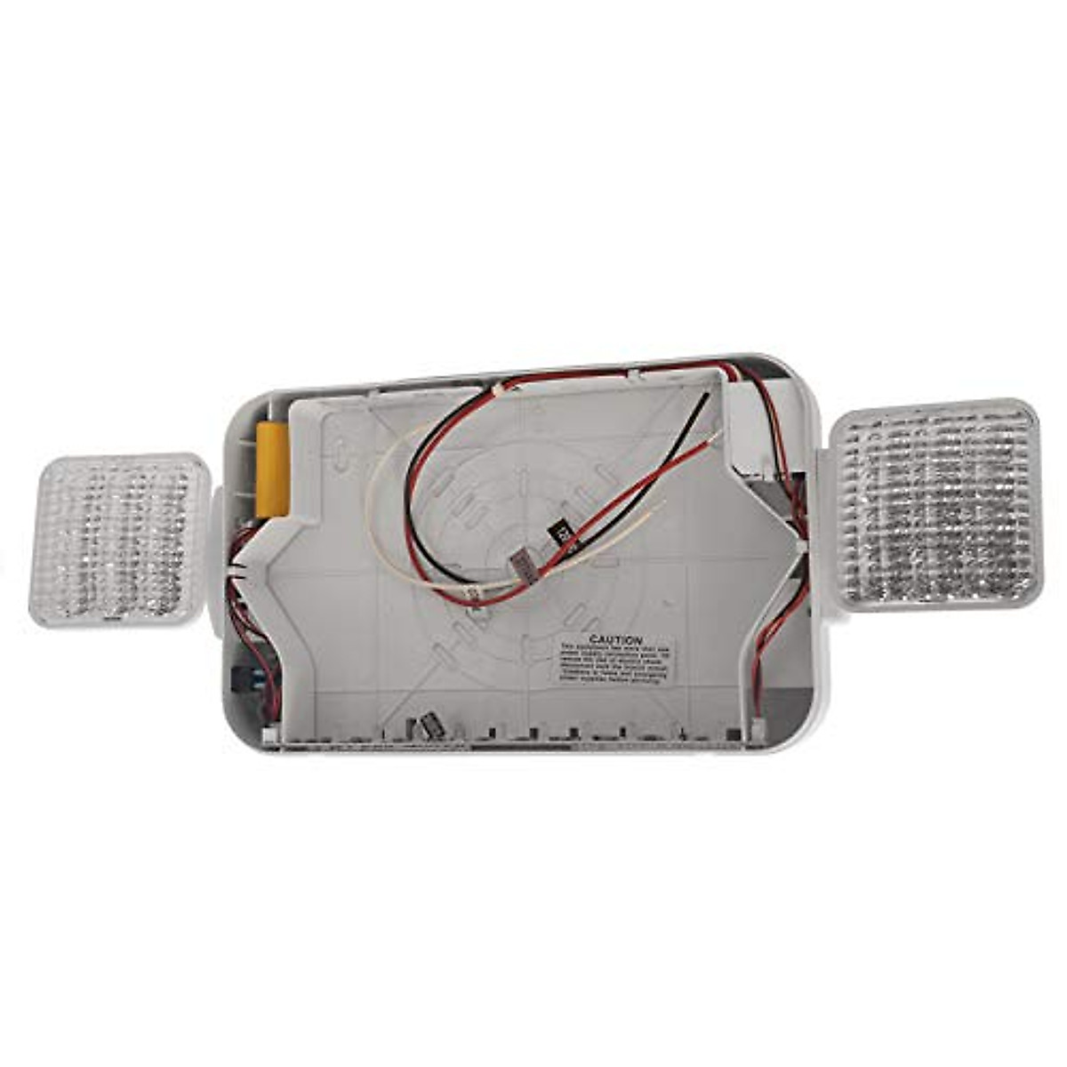 LFI Lights | Combo Red Exit Sign with Emergency Lights | White Housing | All LED | Two Adjustable Square Heads | Hardwired with Battery Backup | UL Listed | (1 Pack) | COMBO2-R