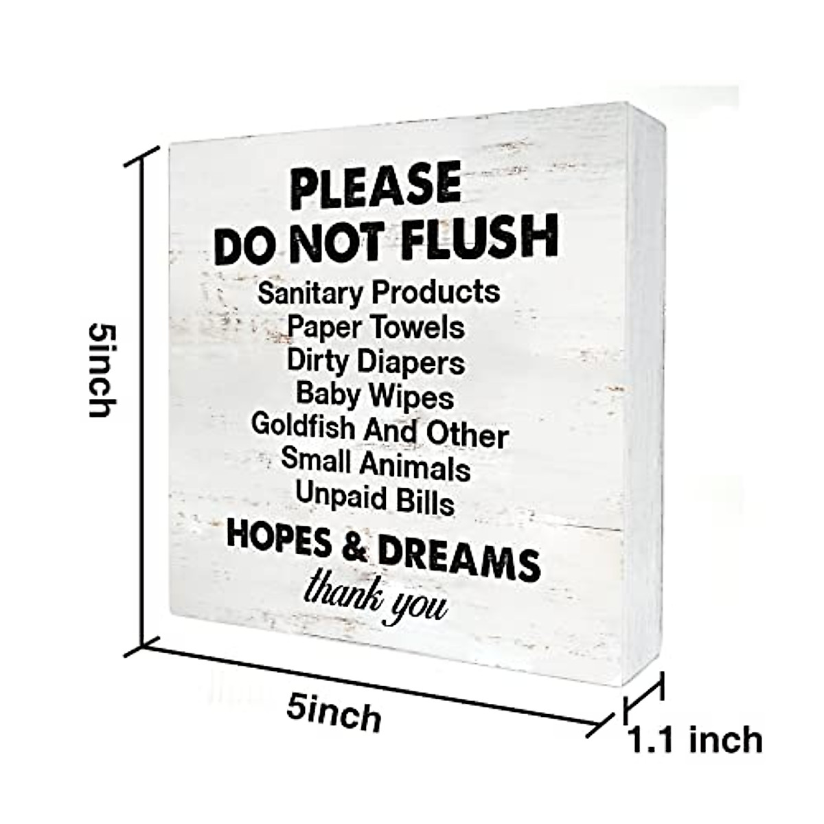 Funny Bathroom Wooden Box Sign Desk Decor Please Do Not Flush Sanitary Products Wood Block Plaque Box Signs with Quotes Rustic Box Sign for Home Bathroom Shelf Table Decoration (5 X 5 Inch)