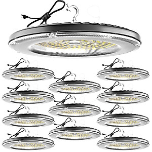 Upgrade 150W LED High Bay Light AC100-277V 22500LM (Eqv. to 600W HPS/MH) UFO High Bay LED Shop Lights,ETL Listed UFO Lights with Plug-12Pack 5Yrs Warranty