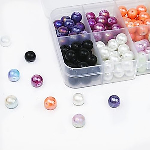 200pcs 8mm Glass Beads for Bracelets Making,10 Colors DIY Samll Beads Jewelry Making Kit for Adult Healing Black/White/Yellow Round Beads Bulk,Bead for Friendship Bracelet