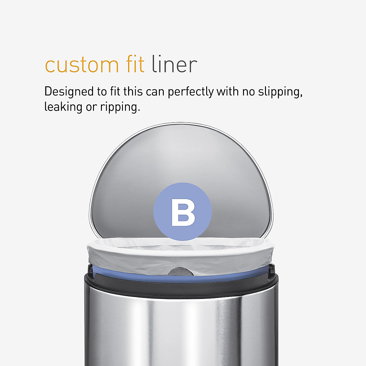 simplehuman Code B Custom Fit Drawstring Trash Bags in Dispenser Packs, 30 Count, 6 Liter / 1.6 Gallon, White