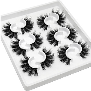 Losha Lashes 6 Pairs Fluffy False Eyelashes for Women 20mm Long Dramatic Faux Mink Strip 5D Lashes Pack for Gorgeous Makeup