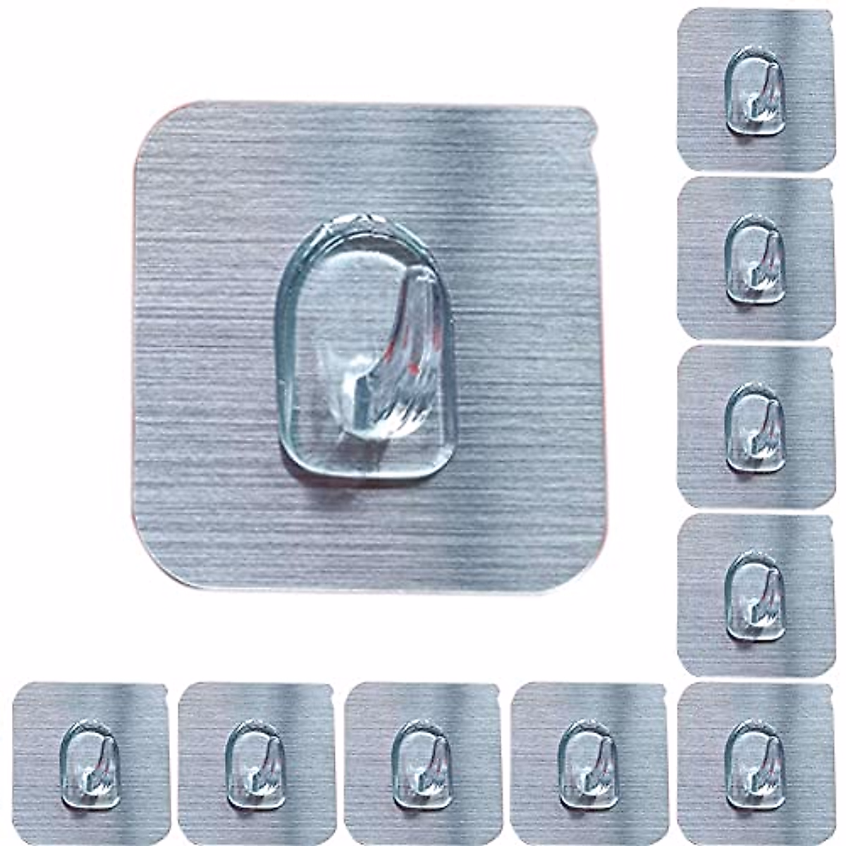 BODINGTAI Wall Hooks, Self Adhesive Hooks, Multicolor Transparent Plastic Reusable Heavy Duty Hook No Trace No Scratch Waterproof and Oilproof for Kitchen Bathroom Storage Room Office.