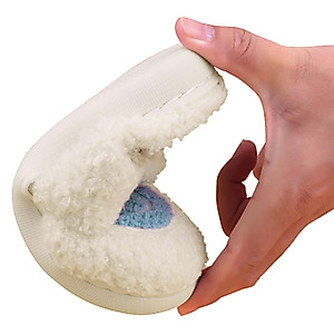 CWODOR Kids Slippers Boys Girls Plush Non-Slip House Slippers Cute Soft Slip-On Shoes For Little Big Kids Blue 1-2 Big Kids