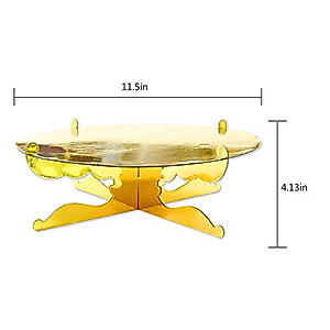 1-Tier Gold Round Cardboard Cupcake Stand Dessert Stand Reusable Birthday Wedding New Year Decoration Mini Cake Stand 2pcs