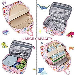 CAMTOP Kids Backpack for Girls School Bookbag with Lunch Box Set for Preschool Kindergarten Elementary (Colorful-Dinosaur)