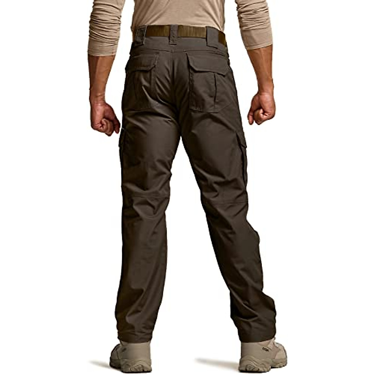 CQR Men's Tactical Pants, Water Resistant Ripstop Cargo Pants, Lightweight EDC Work Hiking Pants, Outdoor Apparel, Duratex Mag Pocket Dark Brown, 34W x 32L