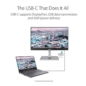 ASUS ProArt Display PA247CV 23.8 inch Monitor – IPS, Full HD (1920 x 1080), 100% sRGB, 100% Rec. 709, Color Accuracy ΔE < 2, Calman Verified, USB-C, Compatible With Laptop & Mac Monitor,BLACK