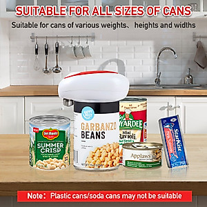 Electric Can Opener, Open Any Can Shape with One Press, Smooth Edge, Food-Safe and Battery Operated Can Opener Electric for Kitchen
