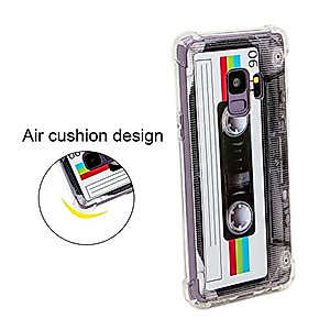 FAteamll Case for Galaxy S9,with Reinforced Corners TPU Soft Bumper Retro Cassette Tape Case Compatible with Samsung Galaxy S9