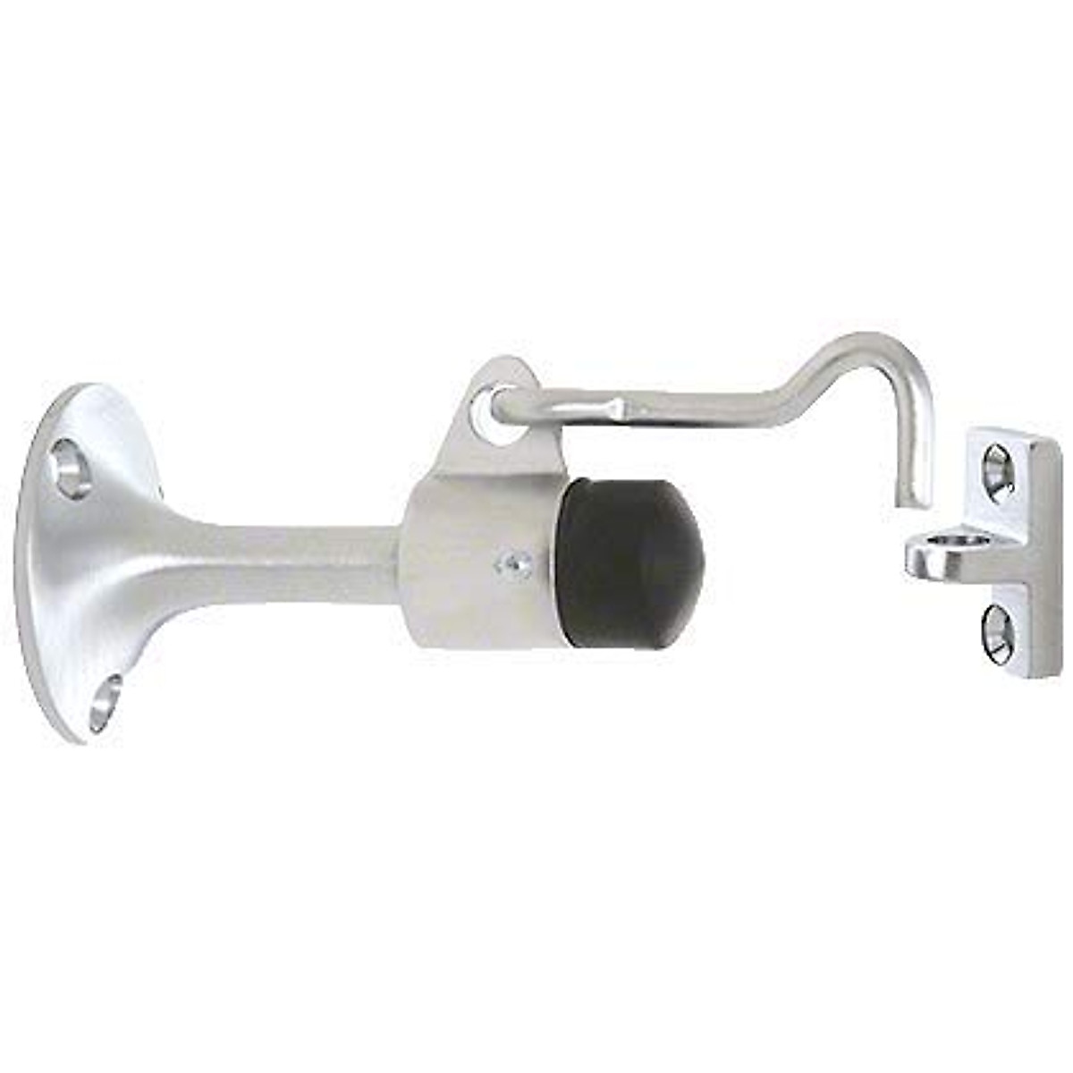 CRL Satin Chrome Finish Wall Mounted Heavy Duty Door Stop with Hook and Holder