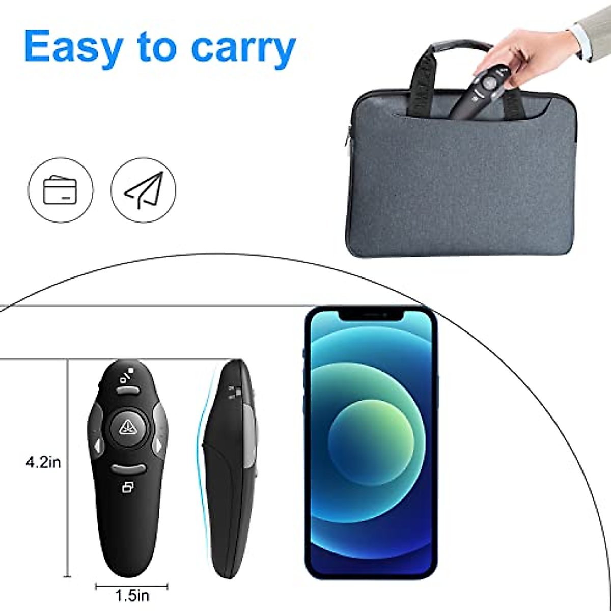 Wireless Presentation Clicker for PowerPoint Presentations, USB Dongle Wireless Presenter Remote with Laser Pointer Slide Clickers for Mac/Windows/Linux, Computer/Laptop, Google Slide/PPT/Keynote