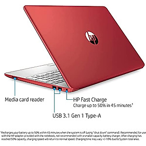 HP Laptop, 15.6" HD Display, Intel Pentium Silver N5030 4 Cores Processor, 16GB DDR4 RAM, 1TB SSD, SD Card Reader, 1-Year Office365 Subscription, HDMI, Wi-Fi, RJ-45, USB-C, Windows OS, Red, JVQ MP