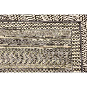 Unique Loom Outdoor Border Collection Area Rug - Lines (6' 1" Square, Gray/ Silver)