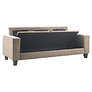 Serta Palisades Sofas with Storage 1 Modern Design, Track Arms, Foam-Filled Cushions, Easy-to-Clean Fabric Upholstery, 77", Soft Beige