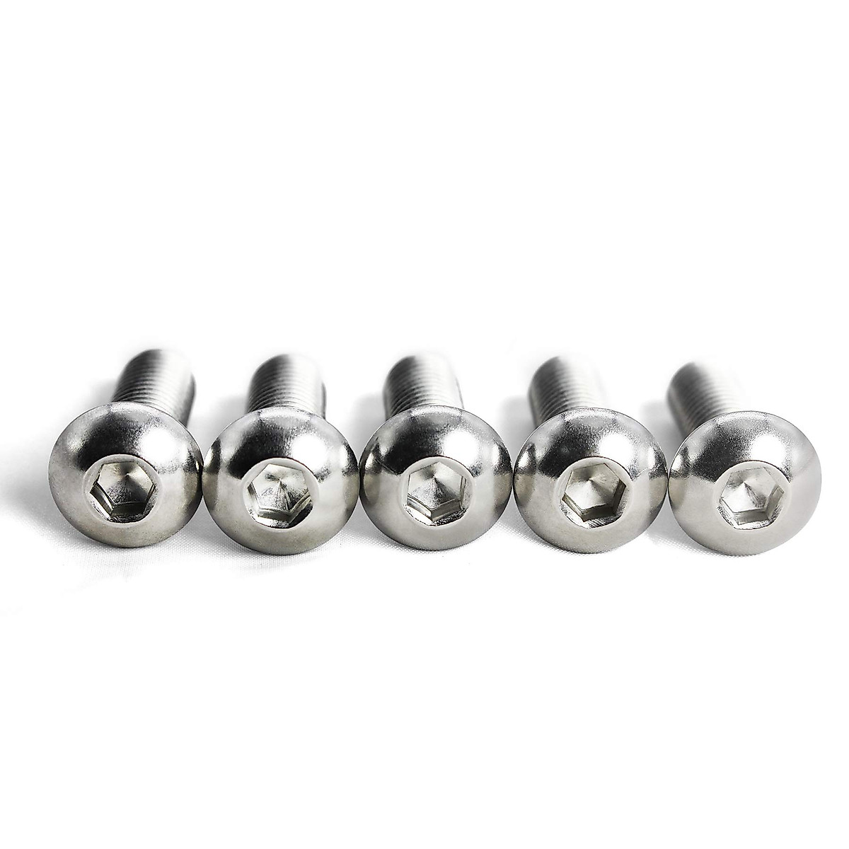 M6 x 8mm 12mm 16mm 20mm 25mm Button Head Socket Cap Screws Bolts, 304 Stainless Steel, Bright Finish, Metric Allen Hex Drive, Fully Threaded, 50PCS