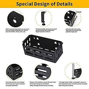 Upgraded Griddle Caddy for 28"/36" Blackstone Griddle/Prep Cart, Extra-Capacity Grill Caddy, Space Saving BBQ Accessories Storage Box with Paper Towel Holder Tool No Drill Outdoor Grill Organizer