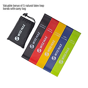 WISEMAX Exercise Ball Chair – Stability Yoga Balance Ball with Ring Base, Resistance Bands & Pump, Loop Bands, Carry Bag, Poster for Home, Office, Posture, Gym Bundle, Home Workout- 65cm