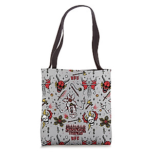 Stranger Things Demogorgon Hellfire Club Pattern Tote Bag
