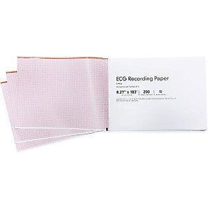 ECG Paper Depot ECG Recording Paper, Red Grid Thermal Paper, 8.27 in x 138 ft, 200 Count, Compatible with The Schiller at-2, (1 Pack)