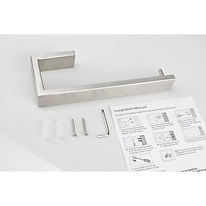 TocTen Hand Towel Holder/Towel Ring - Thicken SUS304 Stainless Steel Bathroom Hand Towel Hanger, 9 Inch Heavy Duty Wall Mounted Towel Rack, Square Hand Towel Bar for Bathroom Hardware (Brush, 9 in)