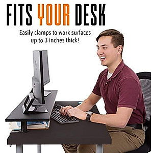 Stand Steady 48" Clamp-on Desk Shelf - Extra Large Surface Supports 3 Monitors - Sturdy 4 ft Monitor Stand Riser Easily Attaches with Clamp - No Screws Needed! (Large - 48 Inch)