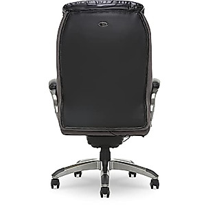 Serta Executive Office Smart Layers Technology, Leather and Mesh Ergonomic Computer Chair with Contoured Lumbar and ComfortCoils, Opportunity Gray