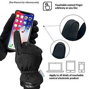 FIDESTE -40℉ Waterproof Winter Thermal Gloves - 3M Thinsulate Windproof Touch Screen Warm Gloves - for Driving Motorcycle,Cycling,Running,Outdoor Sports - for Women and Men - Black (M)
