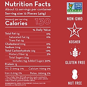 Dried Strawberries - Sunny Fruit - 18oz Bulk Bag | Quick, Healthy Sweet Snack | NON-GMO, GLUTEN-FREE, NUT FREE