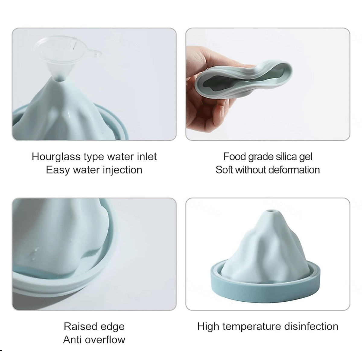 3D Snow Mountain Shape Fun Shapes Ice Molds - 3 Pieces Ice Ball Machine Molds, DIY Freezer Popsicle Molds with Funnel Easy to Release for Whiskey Cocktails Bourbon Jello Party Favors