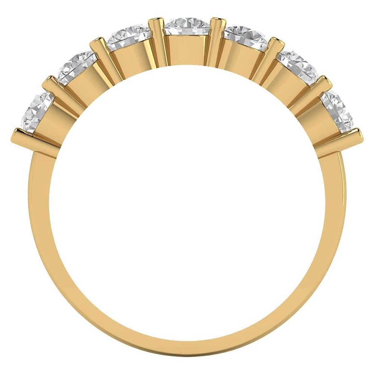 1.05 ct Round Cut Clear Simulated Diamond 14k Yellow Gold Stackable Wedding Engagement Promise anniversary Band Sz 6.5